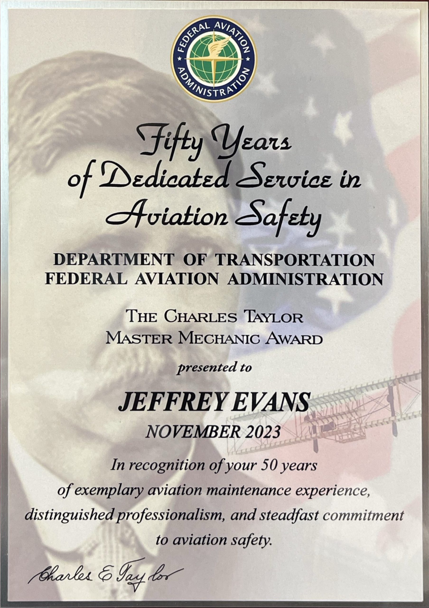 Gold Aviation's Director of Maintenance, Jeff Evans, Honored with ...